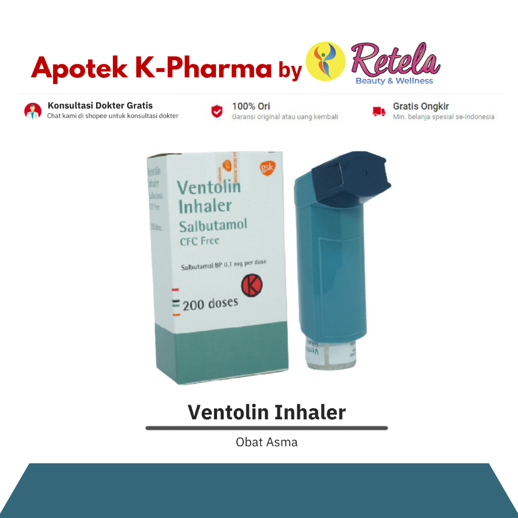 Jual VENTOLIN INHALER 100 MCG 200 DOSIS / OBAT ASMA | Shopee Indonesia