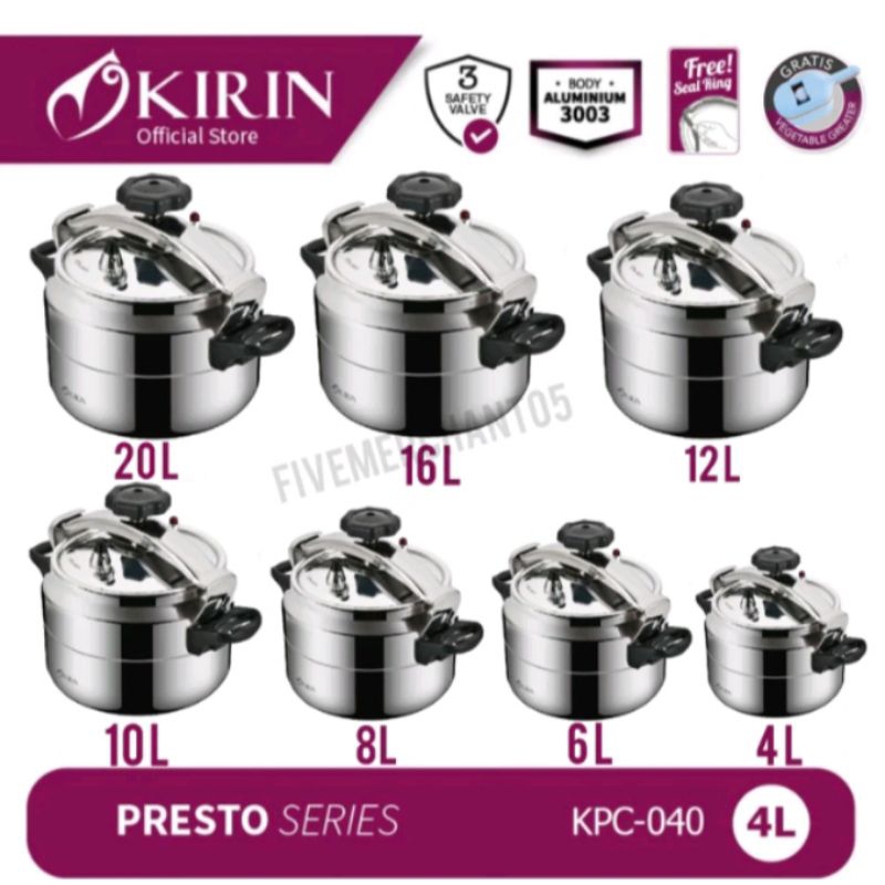 Jual PANCI PRESTO INDUKSI KIRIN KPC 200 / 160 / 120 / 100 / 080 / 060 / 040 PRESSURE COOKER ...