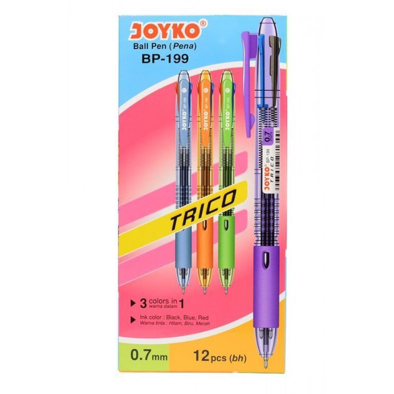 Jual KODE S47A Pulpen Joyko BP 199 Trico 3 warna 1pak12pcs | Shopee ...