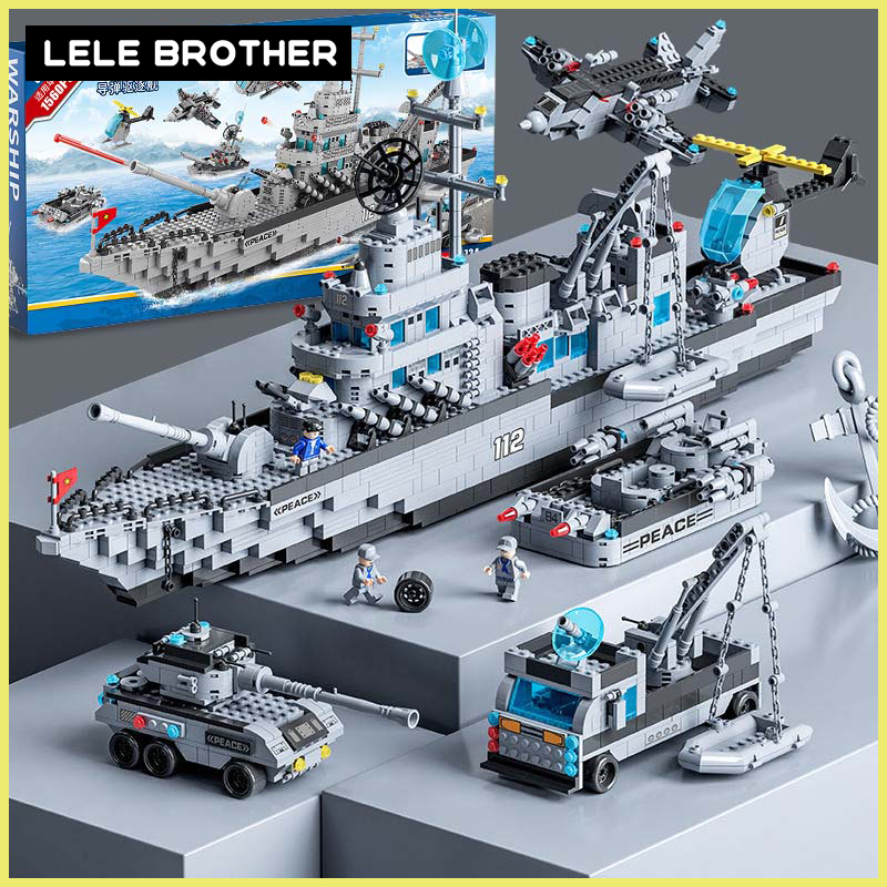 Jual LELE Mainan Balok 1560Pcs kapal induk Polisi Blok Bangunan besar ...