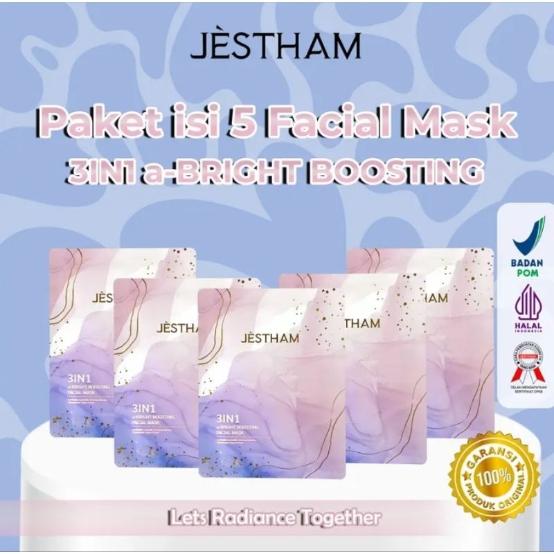 Jual Jestham Official Store Skincare Paket isi 5 Facial Mask 3in1 a ...