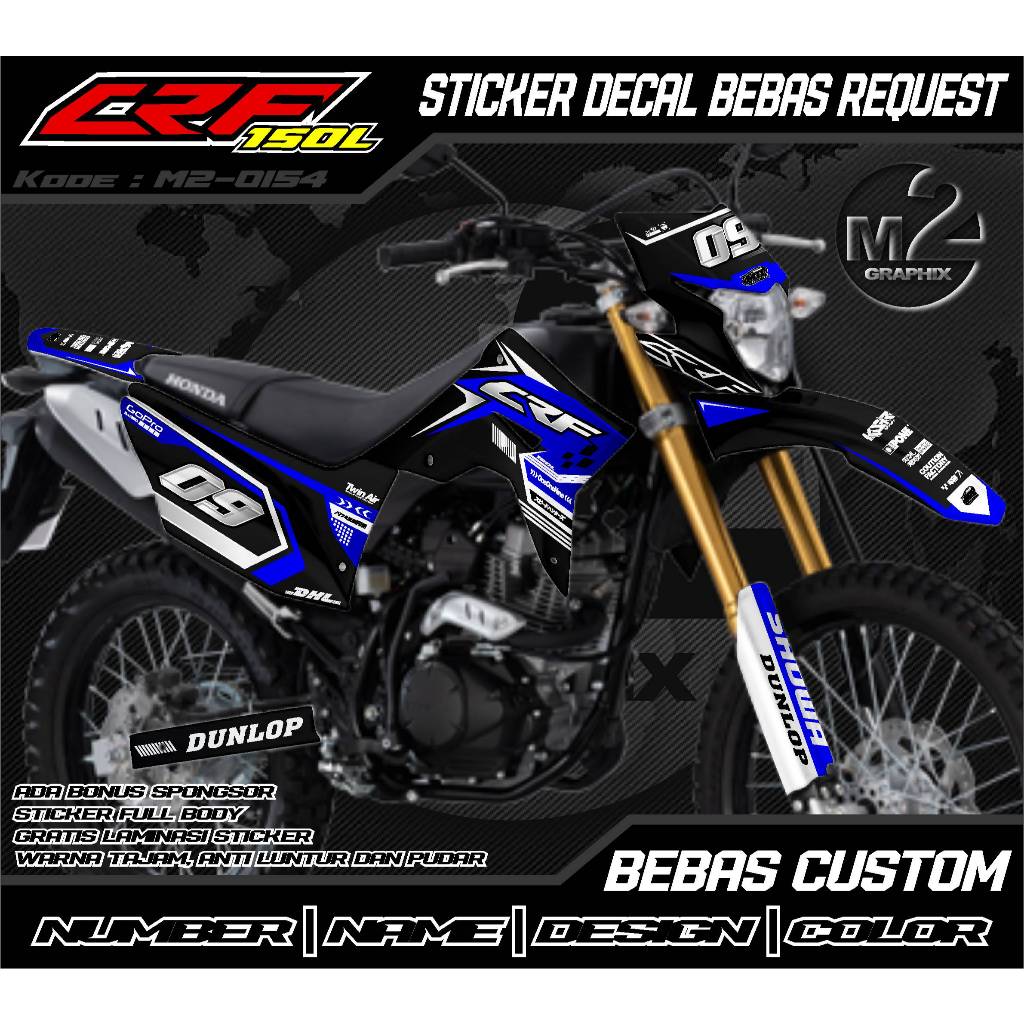 Jual 0154 (COD) Sticker Decal CRF 150 L FullBody Bebas Request Nama ...