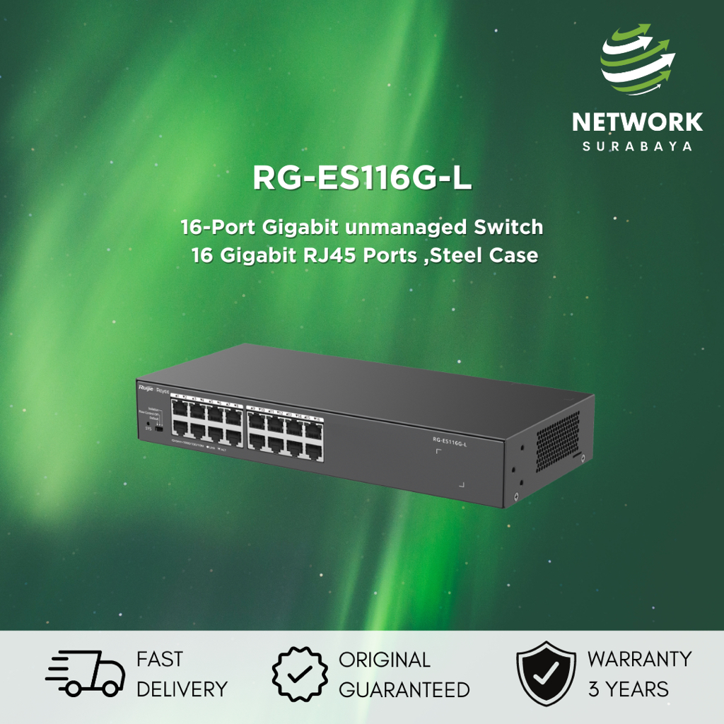 Jual Ruijie Reyee RG-ES116G-L 16-Port Gigabit Unmanaged Switch Steel ...