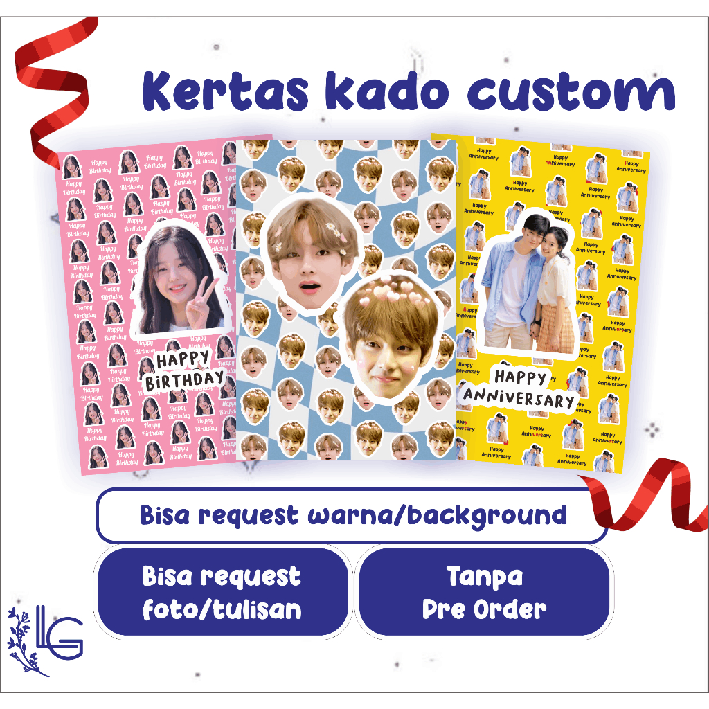 Jual KERTAS KADO CUSTOM A3+ | Custom foto dan tulisan | gift paper ...