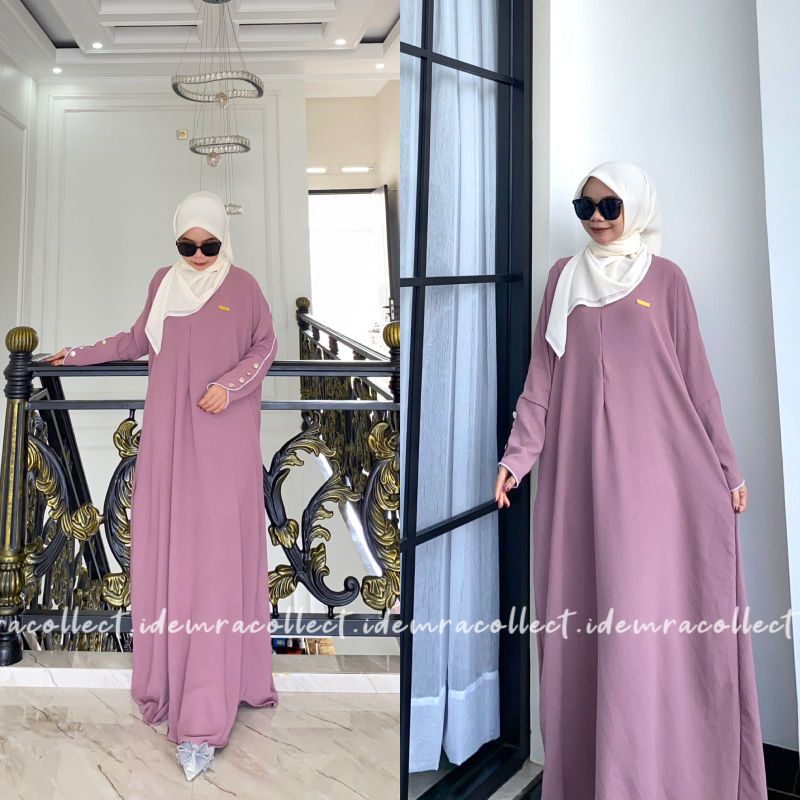Jual Abaya Basic Habibah Premium Gamis Plain Umroh Daily Abaya Kancing Dress Gamis Batwing ...