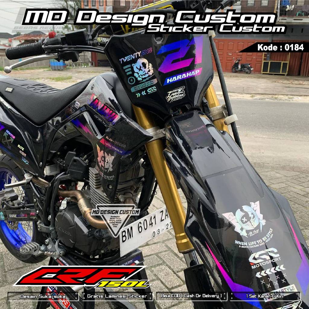 Jual 0184 (COD) Sticker Decal CRF 150 L FullBody Bebas Request Nama ...