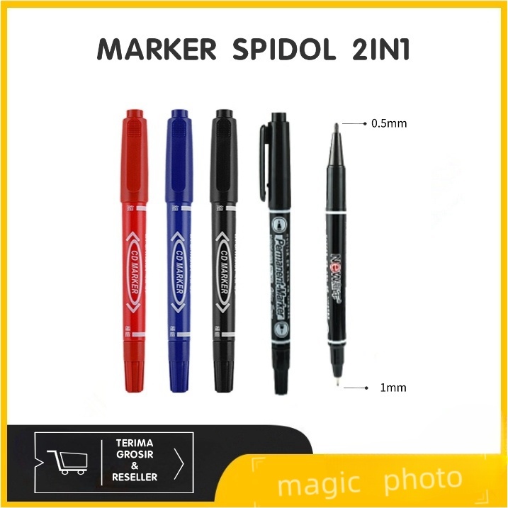 Jual Spidol Double Marker 2 Sisi [Dual Tip Premium] - Spidol Pulpen 2 ...
