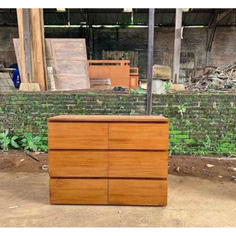 Jual Drawer Laci 6 Buffet Laci 6 Kayu Jati Minimalis | Shopee Indonesia