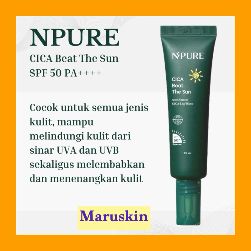 Jual NPURE Sunscreen Cica Beat The Sun / Sunscreen Hypoallergenic / SPF ...