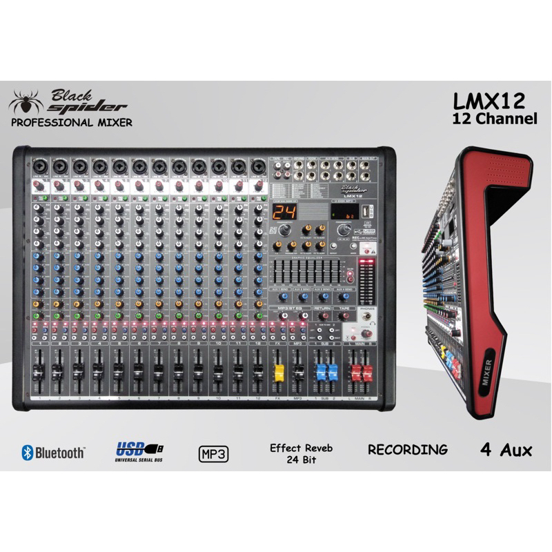 Jual BLACKSPIDER Mixer 12 Channel Black Spider LMX12 BlackSpider LMX 12 ...