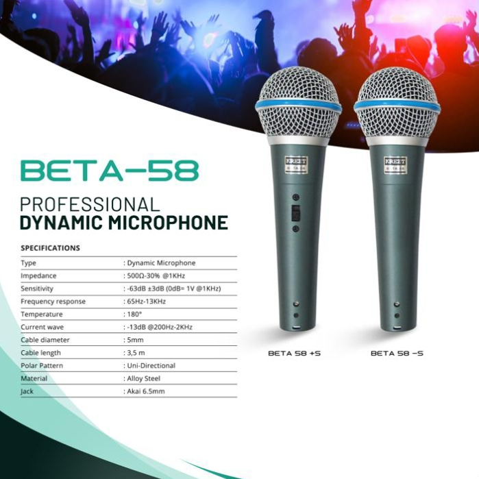 Jual SOUNDCREST Mic / Microphone / Mik Kabel BETA 58 S + D | Shopee Indonesia