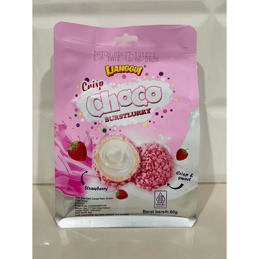 Jual Lianggui Crisp Choco Burstlurry Strawberry / Wafer Bulat Isi ...