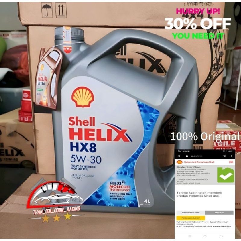 Jual Shell Helix HX8 5W-30 Ukuran 4 Liter Original (scan barcode Hijau ...