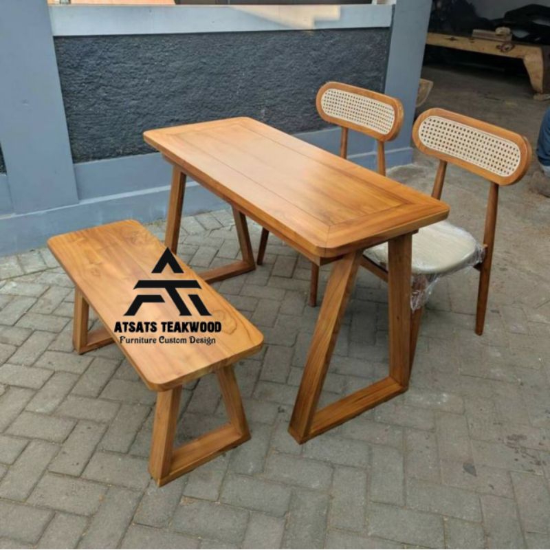 Jual Meja makan meja cafe custom jati minimalis | Shopee Indonesia