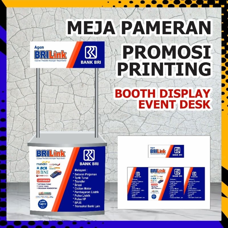 Jual Meja counter BRI LINK Bisa Custom Nama / MEJA PROMOSI BRILINK Bank ...