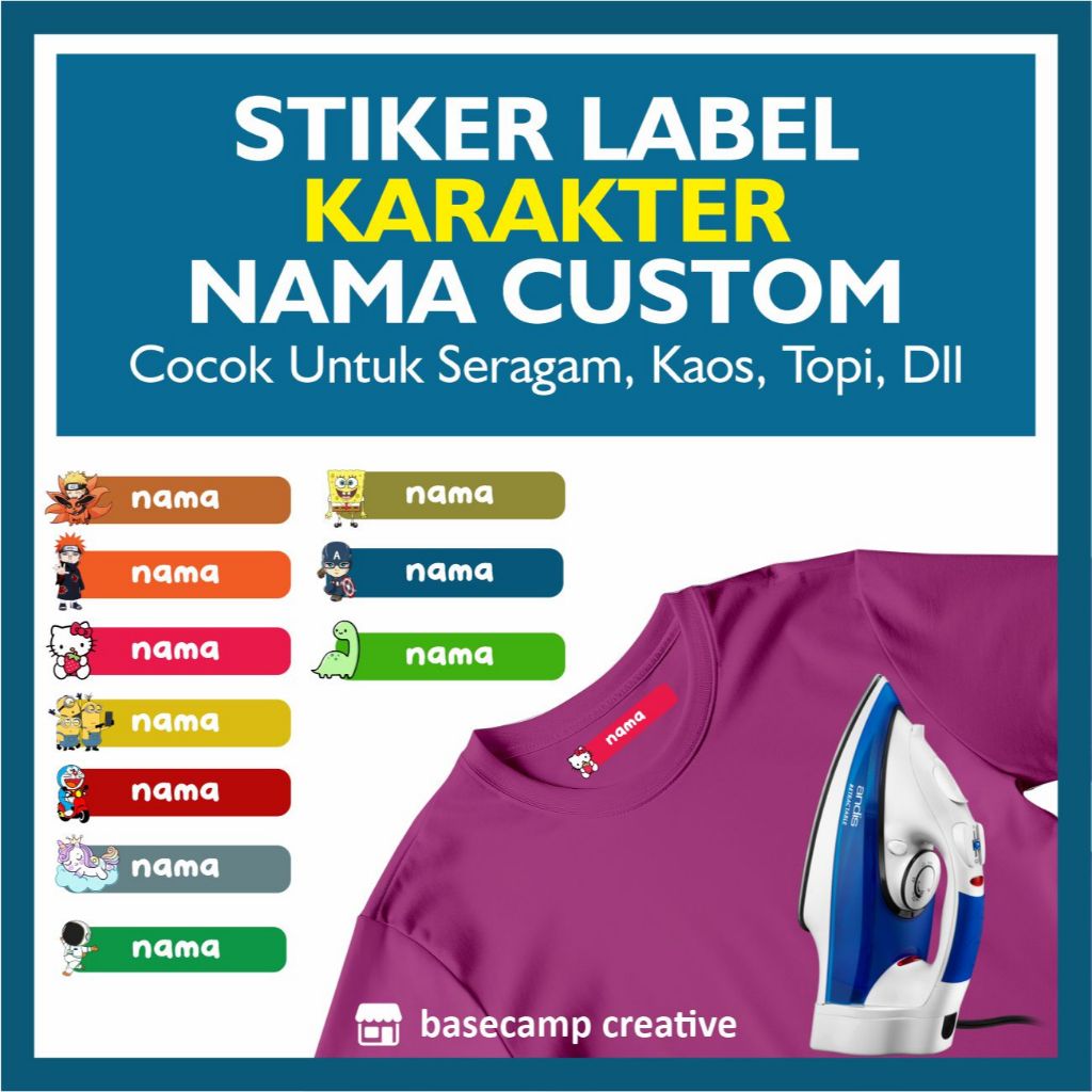Jual STIKER NAMA KAIN BACKGROUND & KARAKTER UKURAN A4 KAIN STIKER NAMA ...
