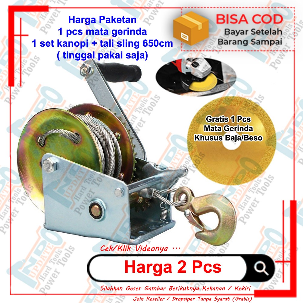 Jual katrol kerekan engkol sleding kanopi buka tutup hand/boat winch ...