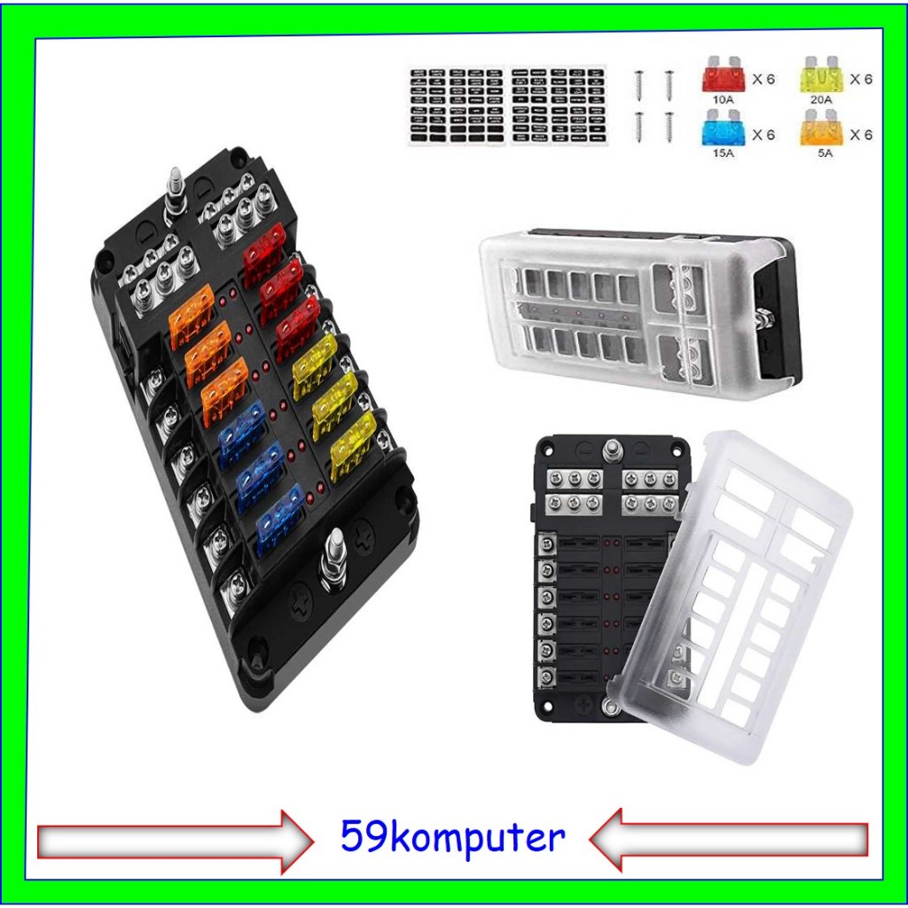 Jual Kotak Fuse Sekring Mobil 12 Way Positive Dan Negative Fuse Box ...