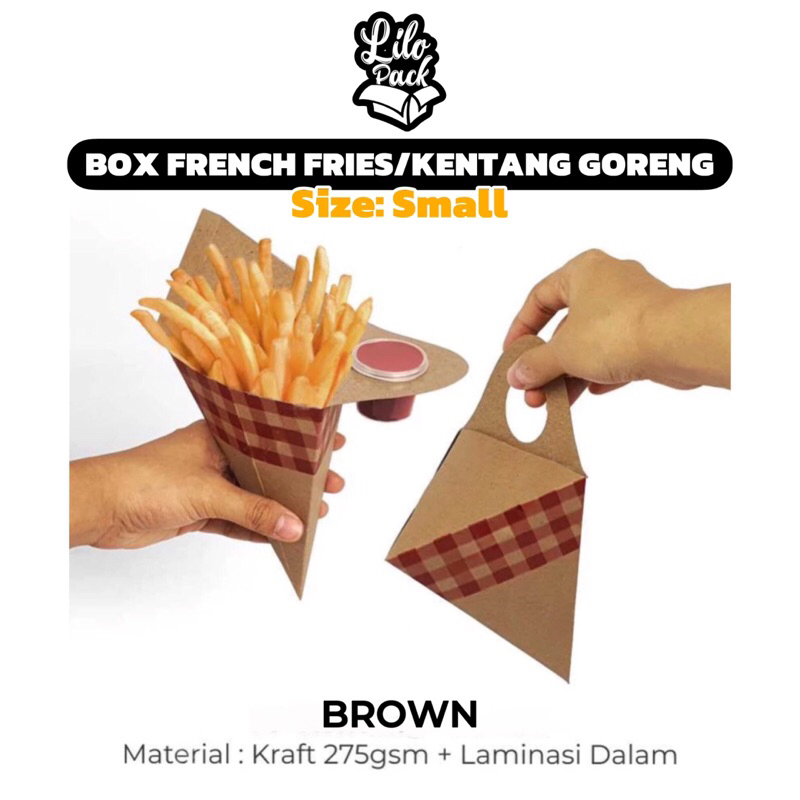 Jual [ECER min. 10 pcs] Box Kentang Goreng Kraft size Small + Saus Cup ...