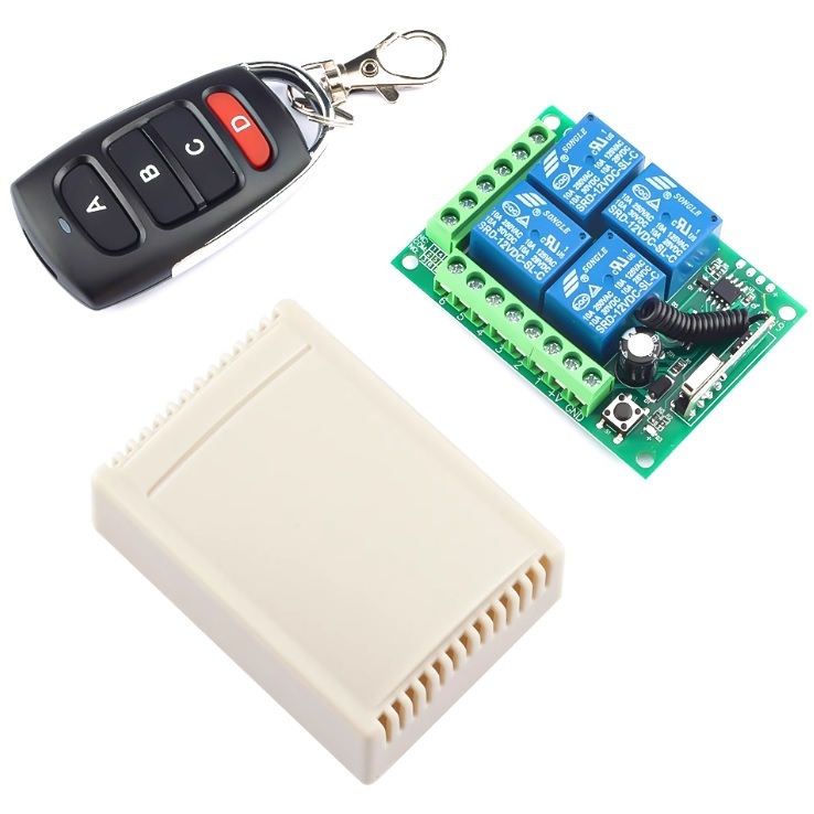 Jual Wireless 4Ch T8 433MHz 12V RF Remote Control Relay Receiver RF ...