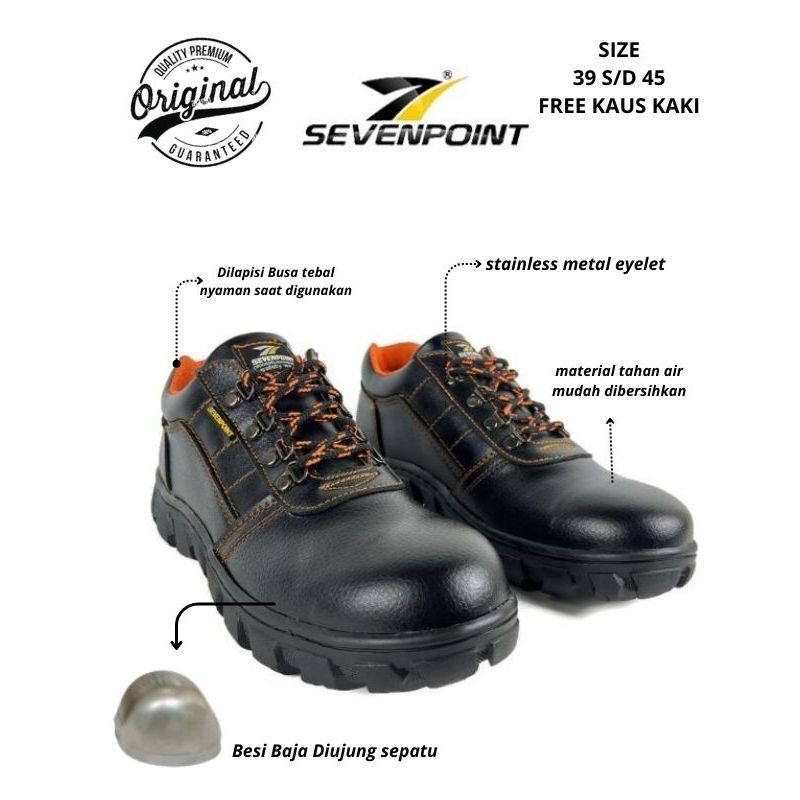 Jual Sepatu Septi Saveti Safety Boot Shoes Sevenpoint Ujung Besi Kulit ...