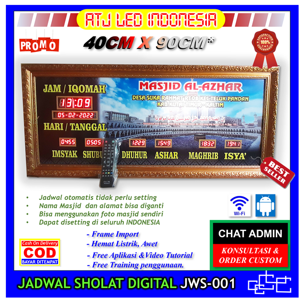 Jual Premium Jadwal sholat digital jam masjid musholla jam adzan iqomah ...