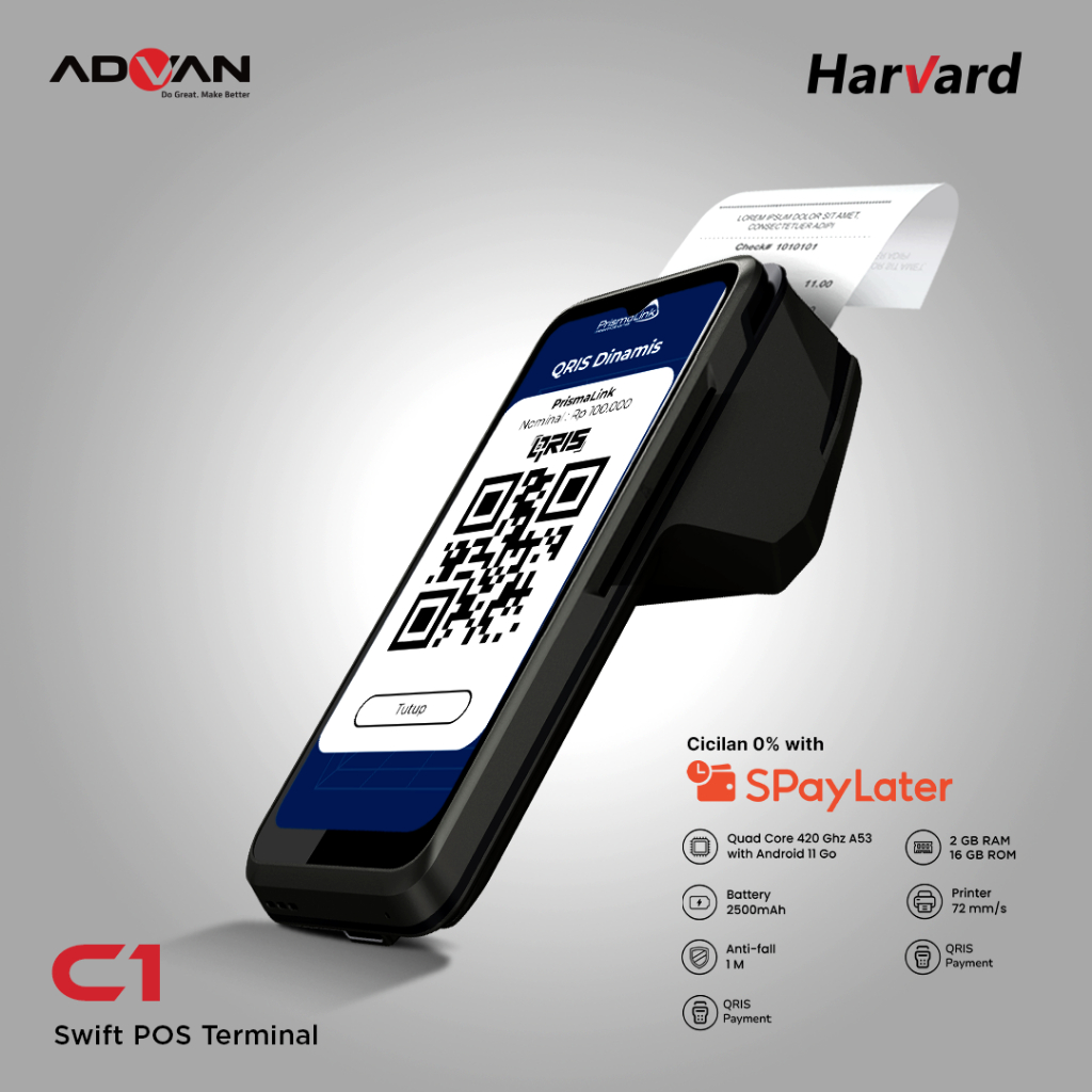 Jual Harvard C1 Mobile POS printer Mesin Kasir OS Android 2+16GB 4G LTE ...