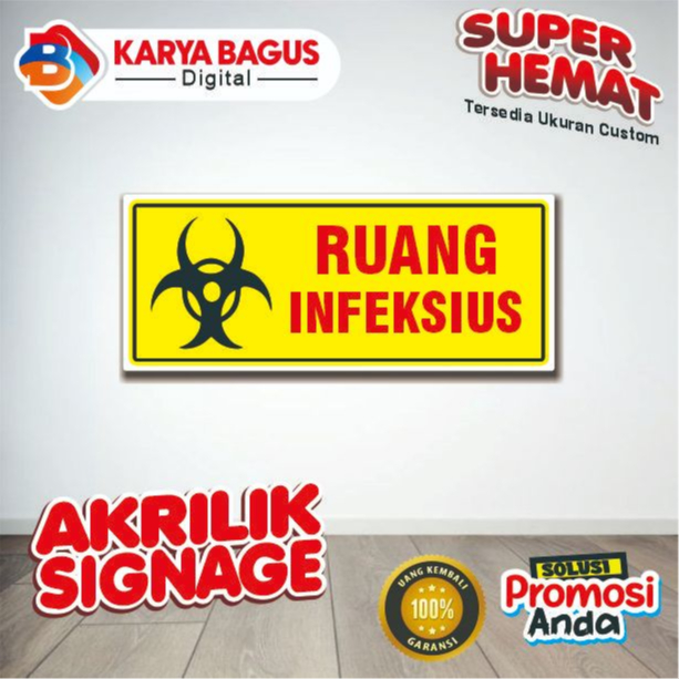 Jual Akrilik Signage Rambu Ukuran 30cm x 10cm "Ruang Infeksius " Custom ...