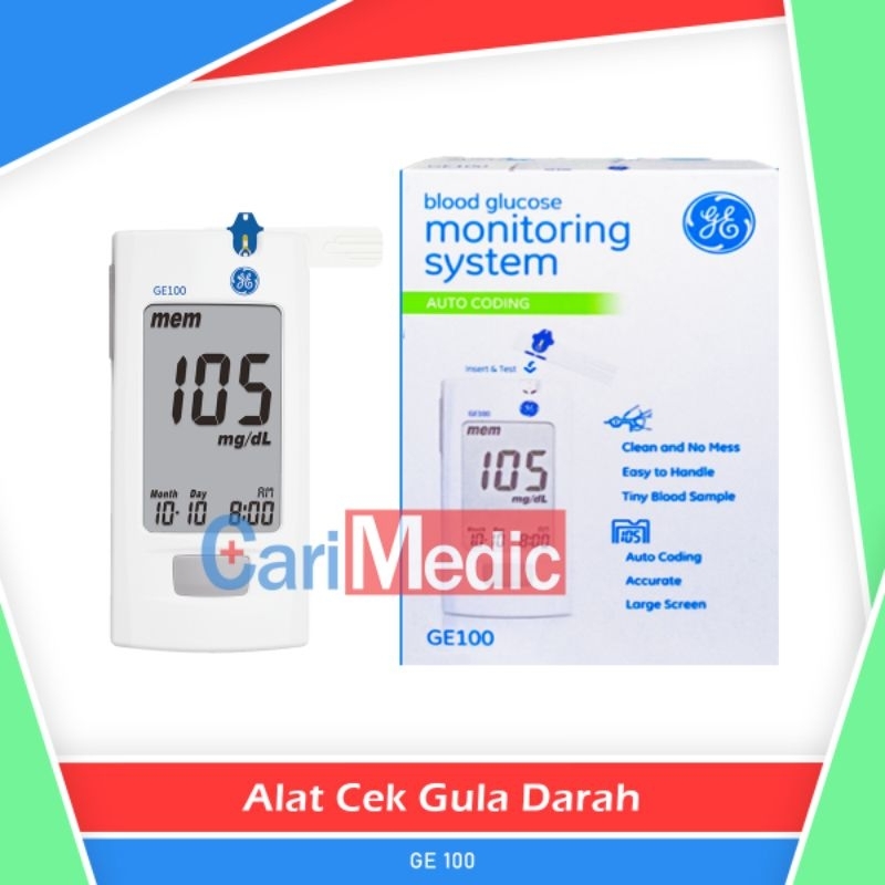 Jual Alat Cek Gula Darah GE100 | Glucose Meter GE Tes Glukosa Darah ...