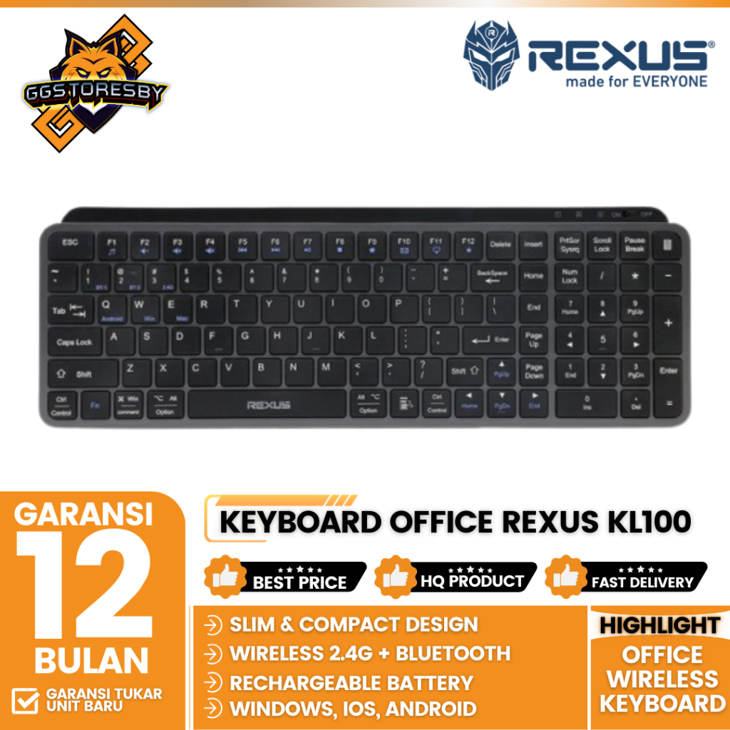 Jual Rexus Kl100 Office Wireless Bluetooth Keyboard | Shopee Indonesia