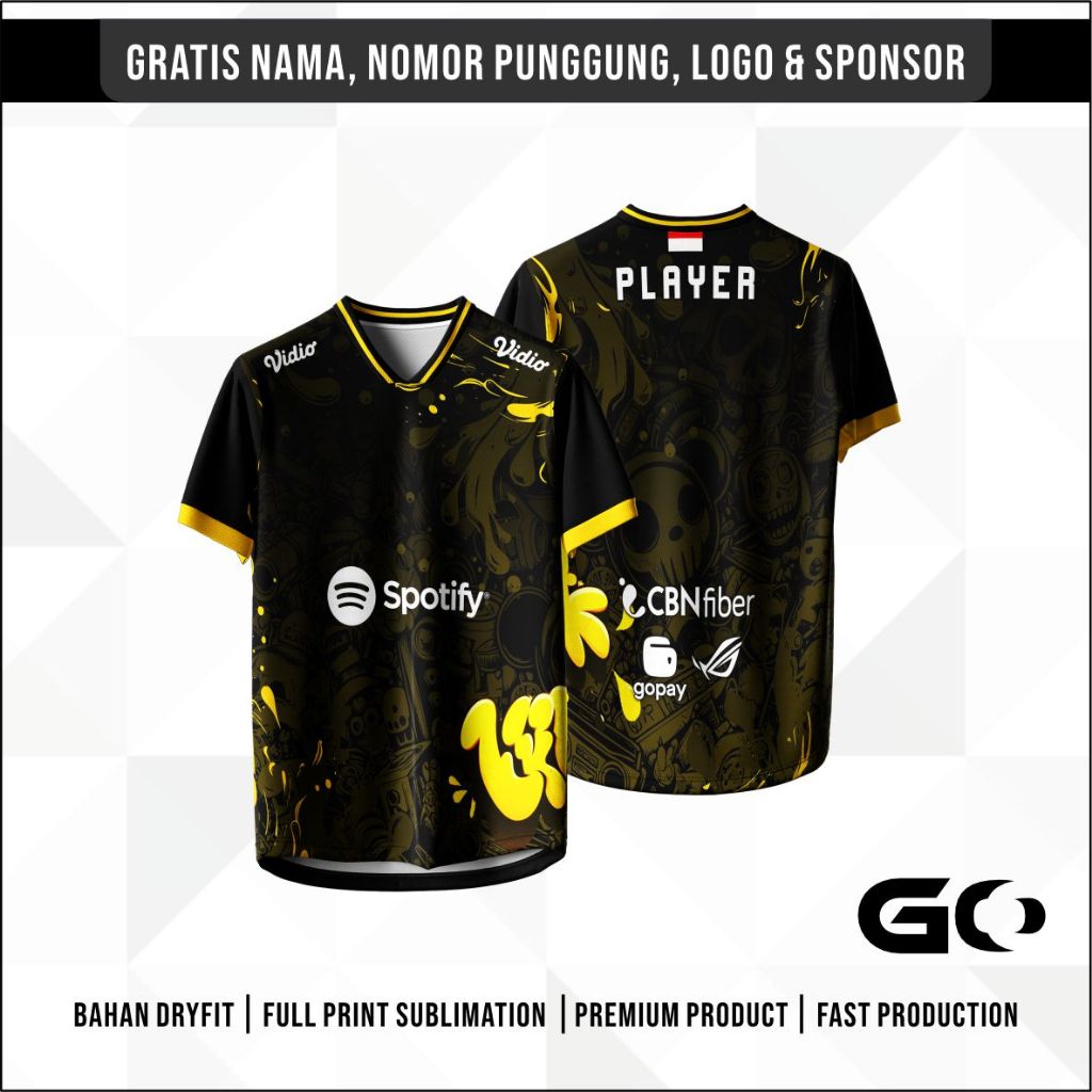 Jual Jersey Kaos Baju Gaming Esport Graffiti CUSTOM TERBARU GRATIS NAMA ...