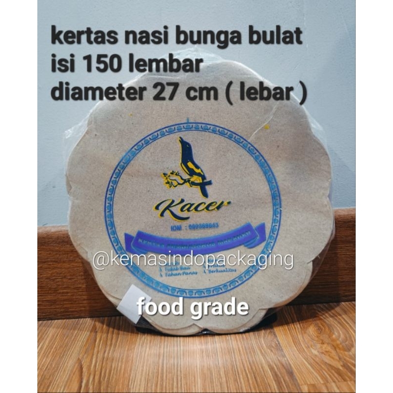 Jual Kertas nasi bunga bulat isi 150 lembar coklat alas piring rotan ...