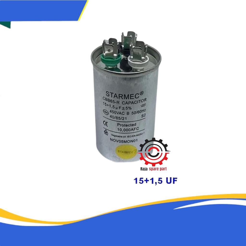 Jual KAPASITOR AC 15+1,5 UF 450 VAC KAPASITOR AC DOBEL | Shopee Indonesia