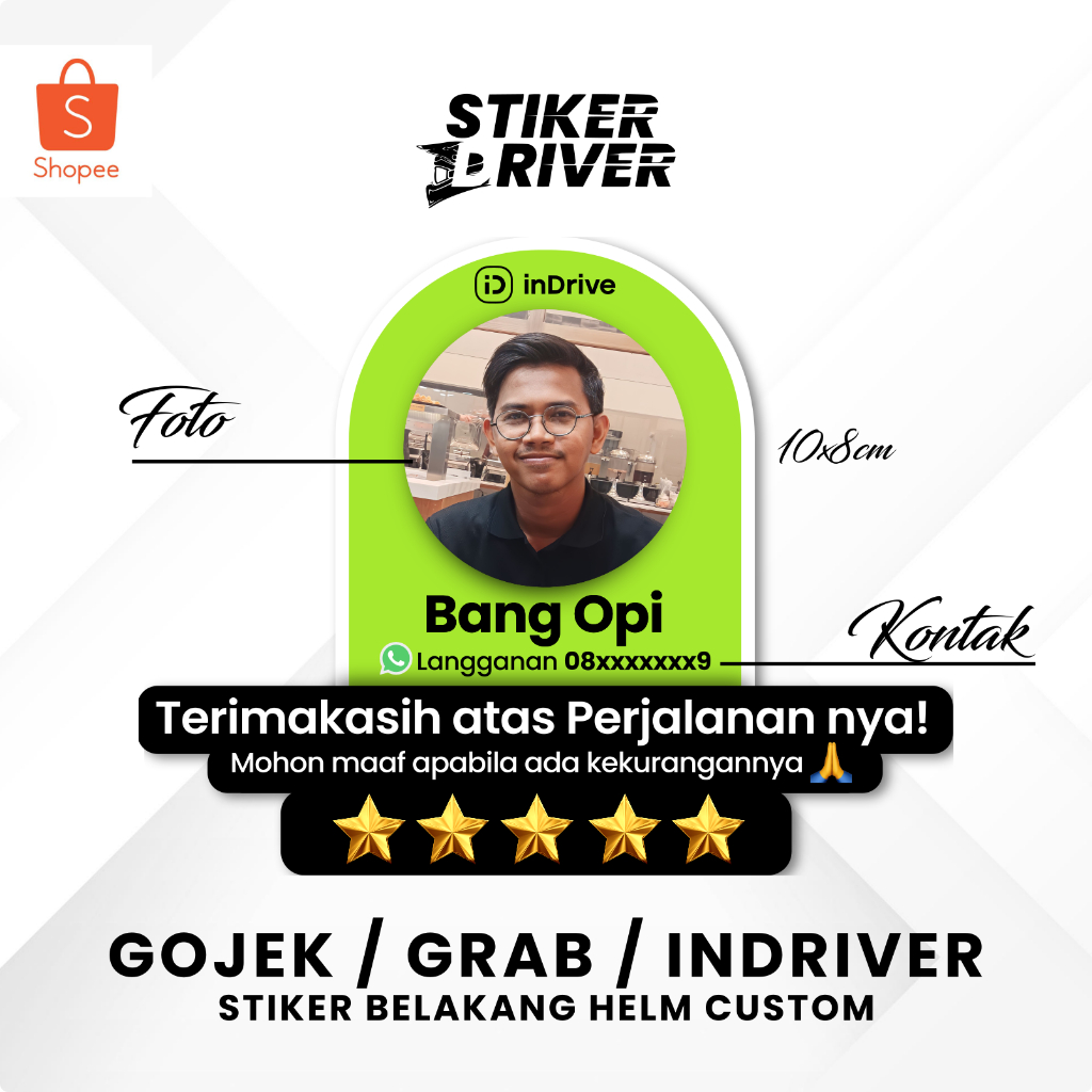 Jual STIKER DRIVER INDRIVER AUTO KECANTOL / UNTUK OFFLINAN CUSTOM FOTO ...