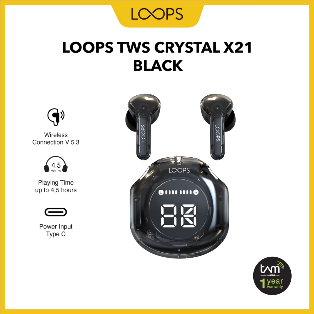 Jual LOOPS TWS Crystal X21 Wireless Earphone - Black | Shopee Indonesia