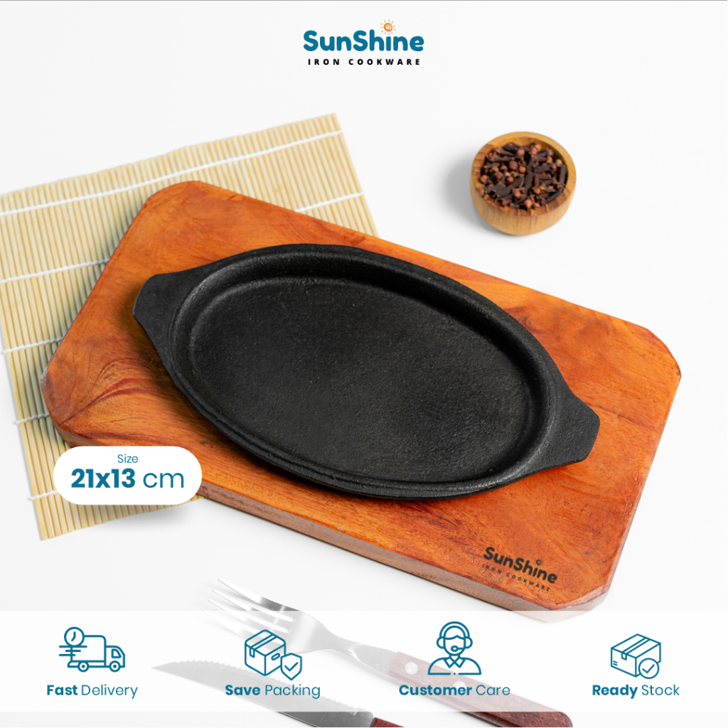 Jual SUNSHINE Hot Plate Steak / Piring Steak Oval Polos Telinga 21x13 ...