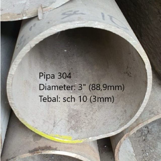Jual Pipa ss 304 weldid 3" (88,9mm) sch 10 (3mm) bisa custom berbagai ...