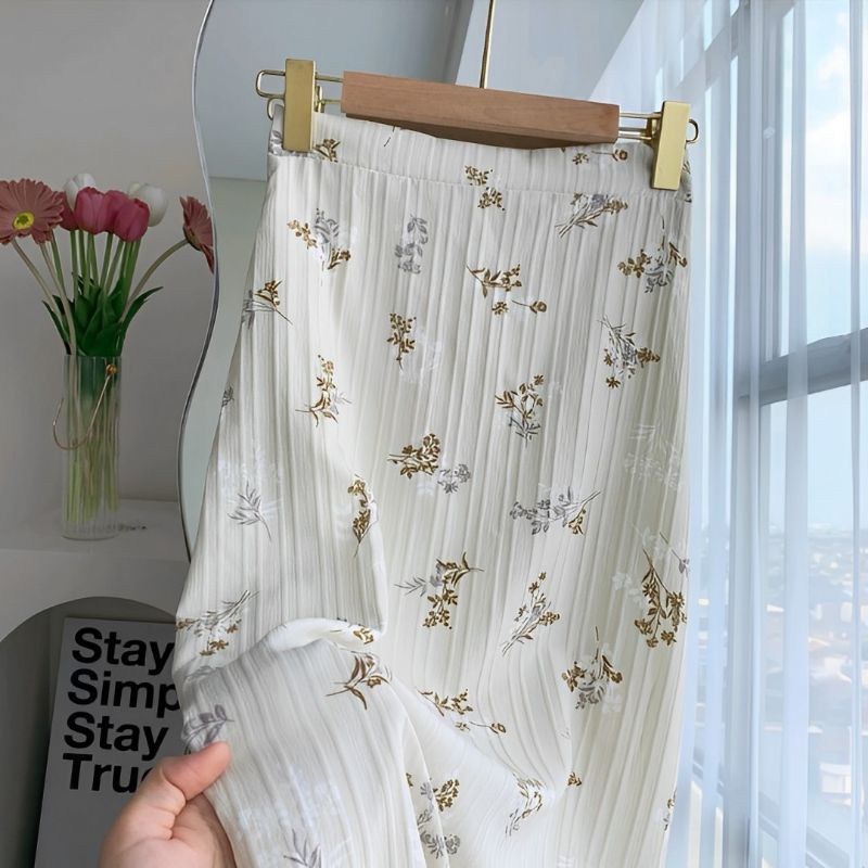 Jual Rok Korean Style Motif Bunga A Line / Long Skirt Maxi Pattern ...