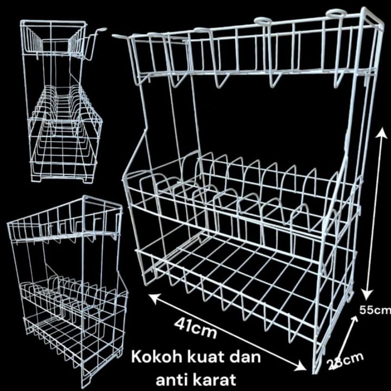 Jual Rak piring kecil susun 3 Rak dapur minimalis RPL 03 | Shopee Indonesia