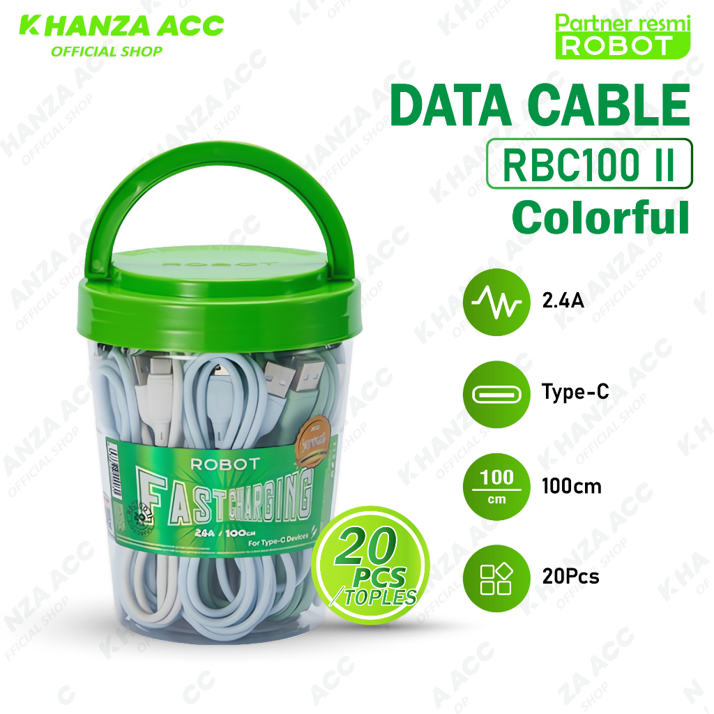 Jual KHANZAACC ROBOT RBC100 II COLORFUL Kabel Data Type C ( 1 Toples ...