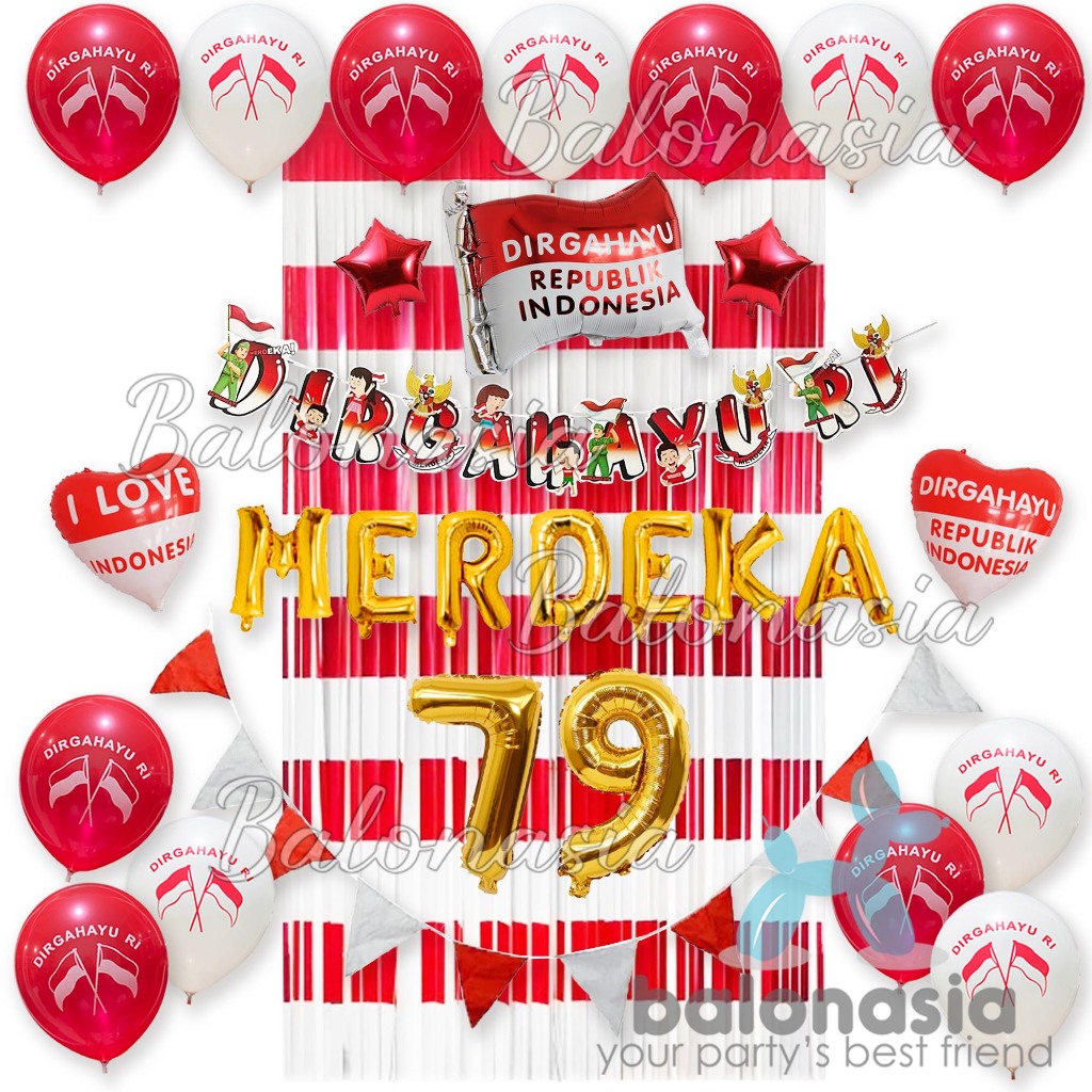 Jual Dekorasi DIRGAHAYU Pesta HUT RI 17 Agustus / Banner Foil Bendera ...