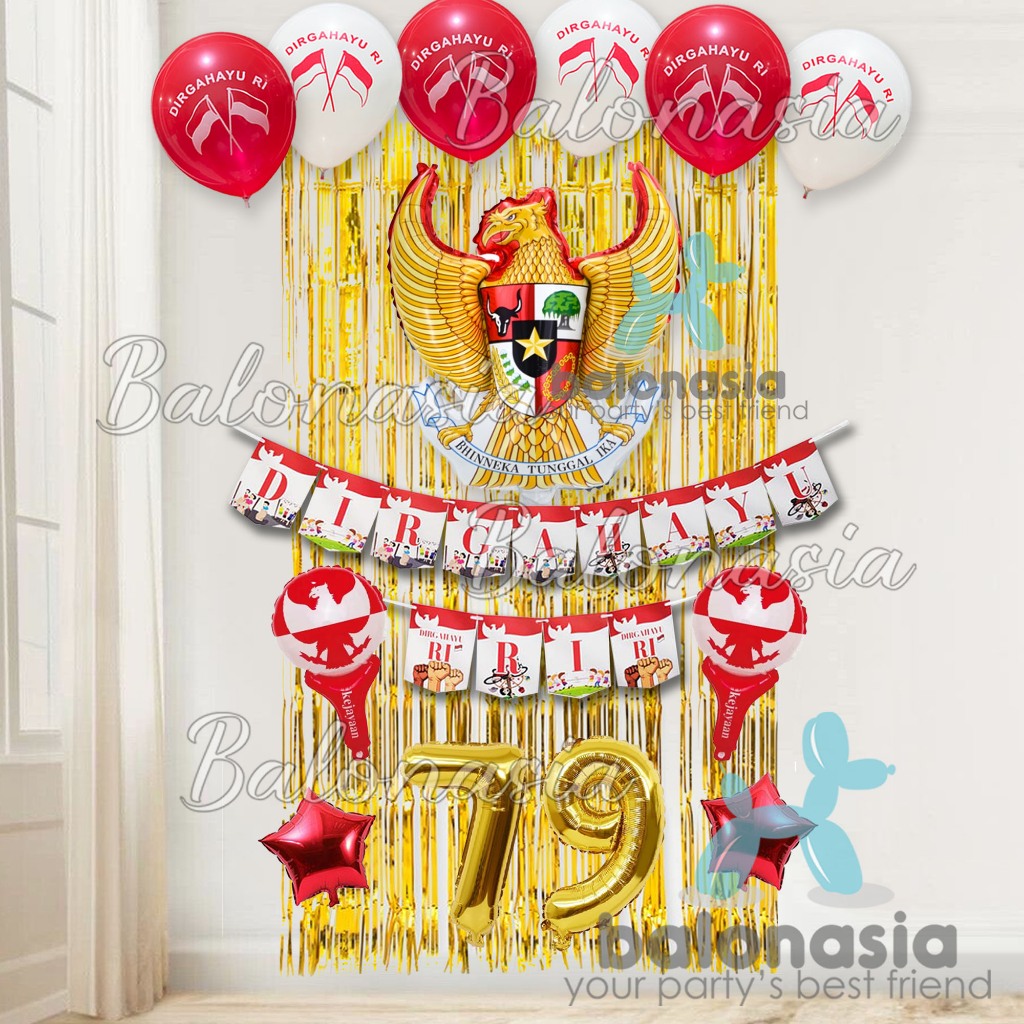 Jual Dekorasi DIRGAHAYU Pesta HUT RI 17 Agustus / Banner Foil Bendera ...