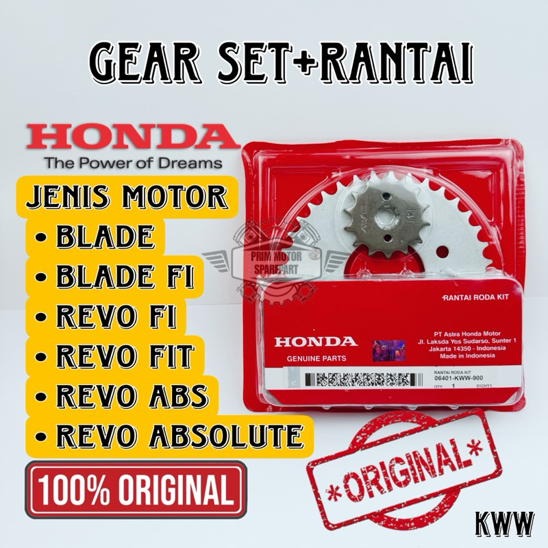 Jual GEAR SET ORIGINAL+RANTAI REVO FIT, BLADE FI, BLADE, REVO FI, REVO ABS, REBO ABSOLUTE ...