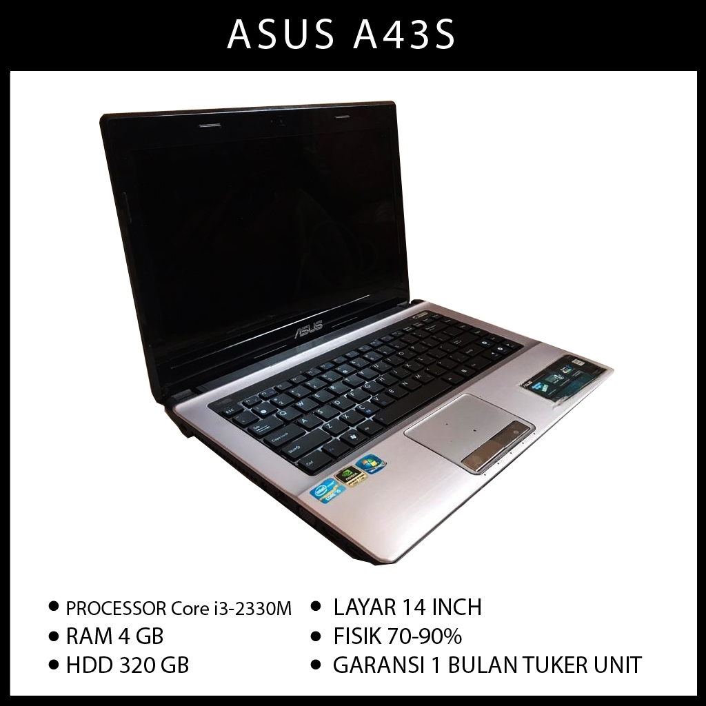 Jual LAPTOP CORE I3 2330M RAM 4GB HDD 320 GB LAPTOP ASUS A43S | Shopee ...
