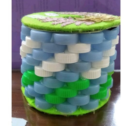 Jual prakarya dari limbah tutup botol tempat tissu tabung | Shopee ...