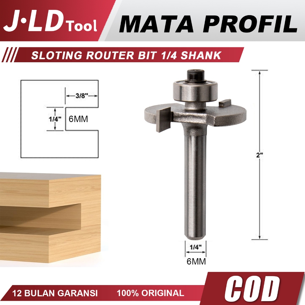 Jual JLD Mata Profil Kayu Sloting Router Trimmer Bit 1/4"Shank | Shopee ...