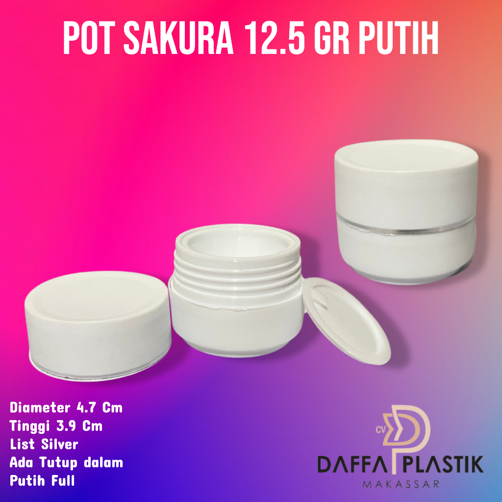 Jual Pot Cream Sakura 12,5gr Putih List Silver (Kemasan isi 25 Pcs @Rp ...