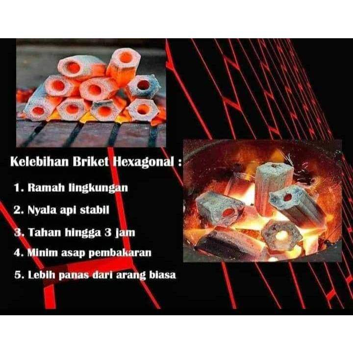 Jual 3 KG ARANG BRIKET BAKARAN AWET TANPA ASAP MURAH ARANG HEXAGONAL 3 ...