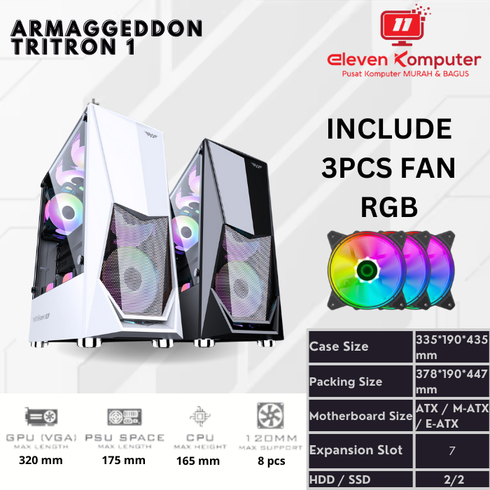 Jual Casing PC Gaming Armaggeddon Tritron 1 ATX / M-ATX Free 3x Fan ...