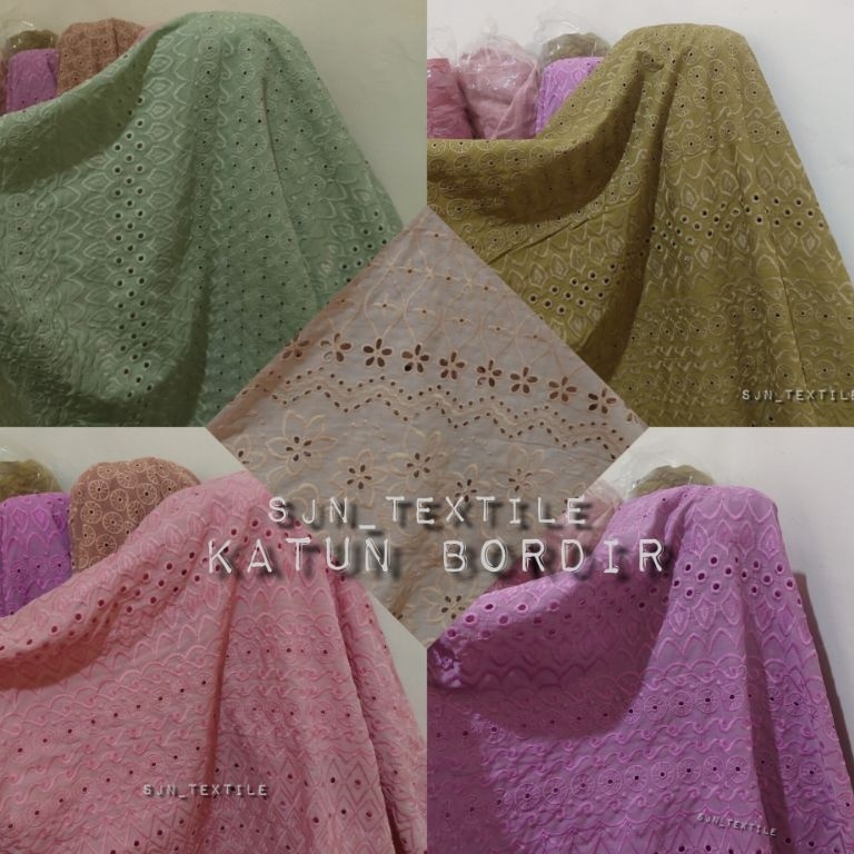 Jual jgn78 TERMURAH Kain Katun Bordir Pinggiran Bunga atas bawah Katun ...